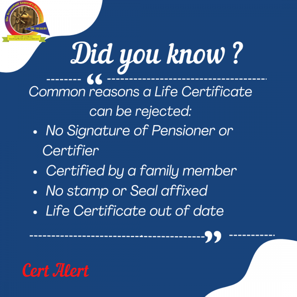 Common reasons a Life Certificate can be rejected – Accountant General ...